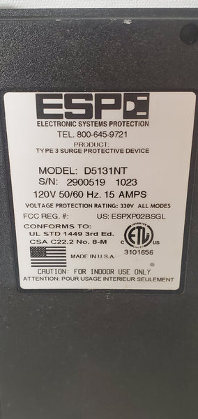 ESP Electronic Systems Protection D5131NT Type 3 Surge Protector ...