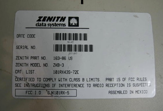 Zenith Data Systems Model ZKB-3 Keyboard – ThatThingYouLove