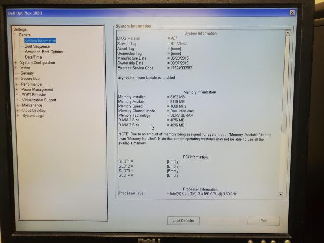 Dell Optiplex 3020 D15M Intel i3-4160 3.6GHZ 8192MB Desktop Computer N ...