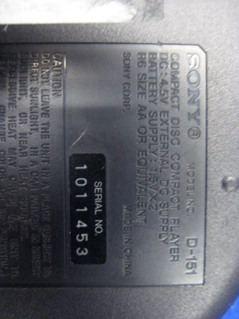 Sony Discman D-151 Compact Disc Portable Player – ThatThingYouLove