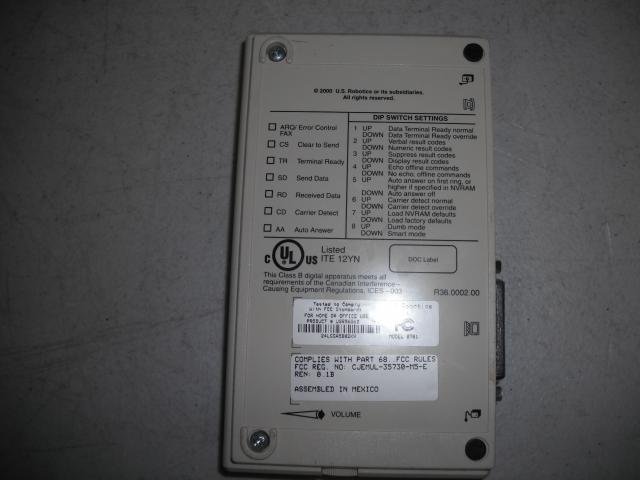 US Robotics Sportster 5686 Model 0701 56K Fax/Modem x2 technology comp ...